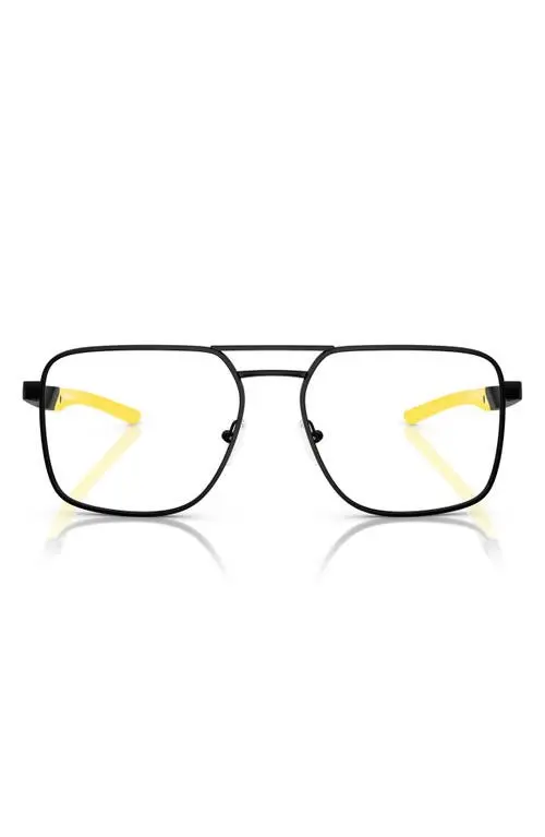 SCUDERIA FERRARI 56mm Square Eyeglasses - Shiny Black