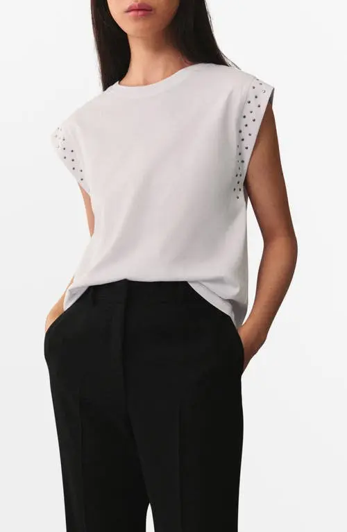 Mango Studded Cap-sleeve T-shirt - White