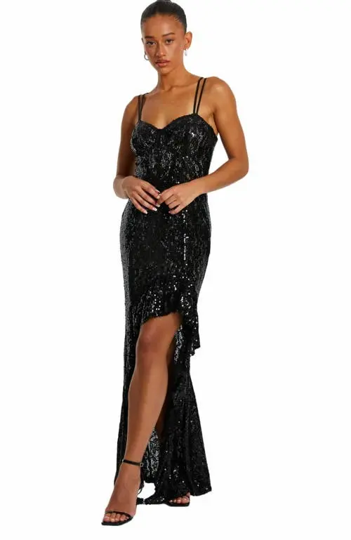 QUIZ Sequin Strap Fishtail Maxi Dress