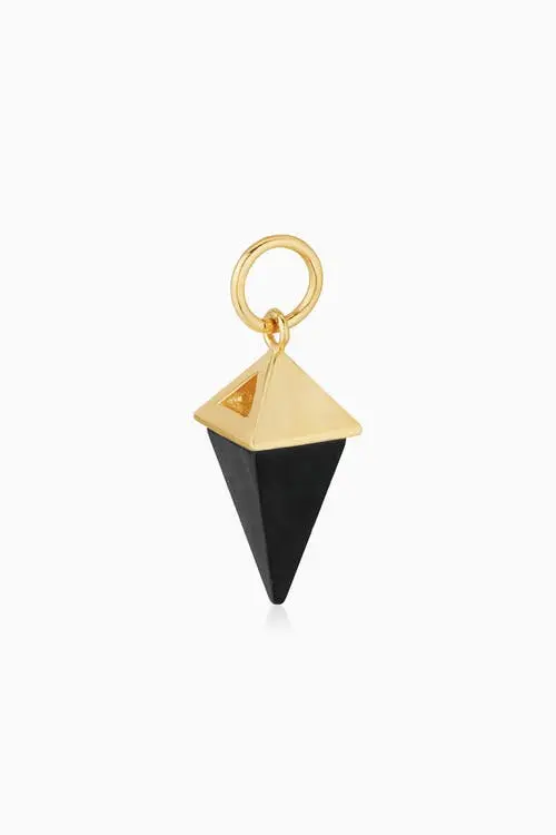 ORADINA 14k Gold Prism Point Charm Pendant - Gold - Black Onyx