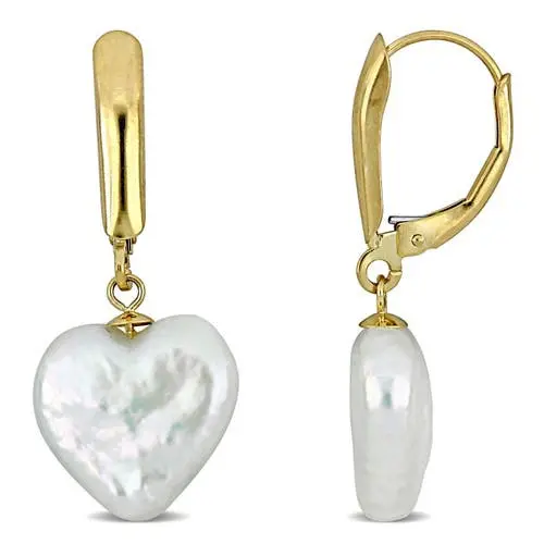JULIANNA B. 14k Cultured Pearl Heart Drop Earrings