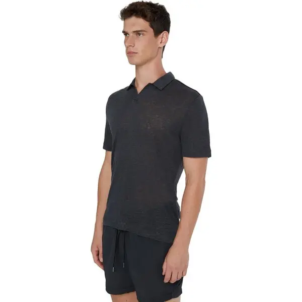 Onia Shaun Linen Polo - Gunmetal