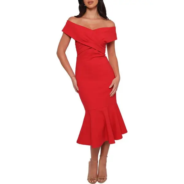PETAL & PUP Dailene Off-the-shoulder Midi Dress