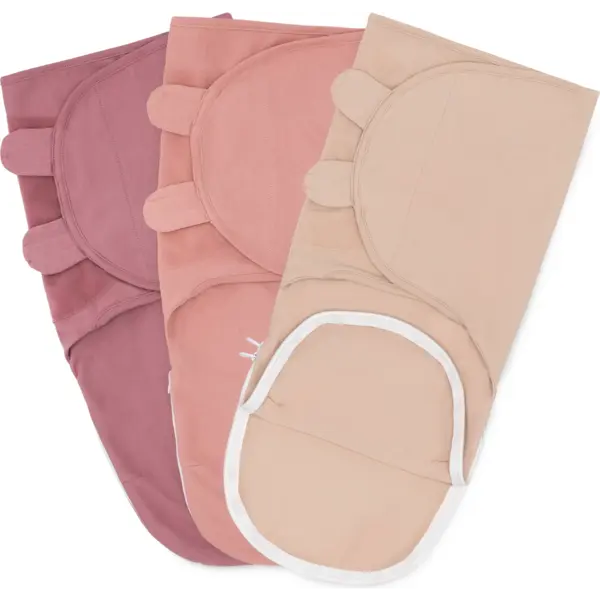 COMFY CUBS Easy Swaddle Blankets With Zipper - Light Blush/ Blush/ Mauve