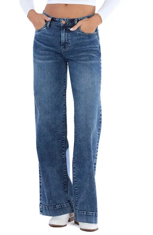 HINT OF BLU Mighty High Waist Wide Leg Jeans - Trouser Blue