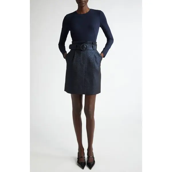Akris Mixed Media Long Sleeve Minidress