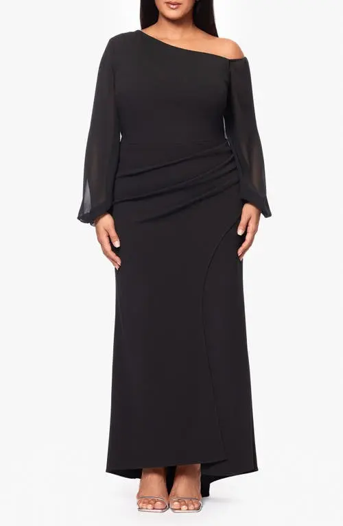 Betsy & Adam Off-the-shoulder Gown - Black