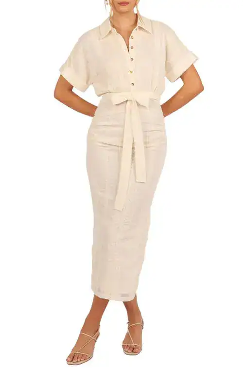 cream embroidered midi dress Lily Midi Dress Cream / XS main image 1