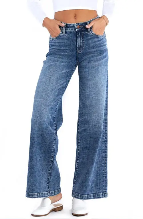 HINT OF BLU Mighty High Waist Wide Leg Jeans - Cosmic Blue