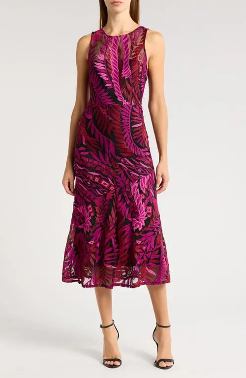 Sam Edelman Laurel Leaf Embroidered Midi Dress In Dark Pink - 55% Off |  Editorialist
