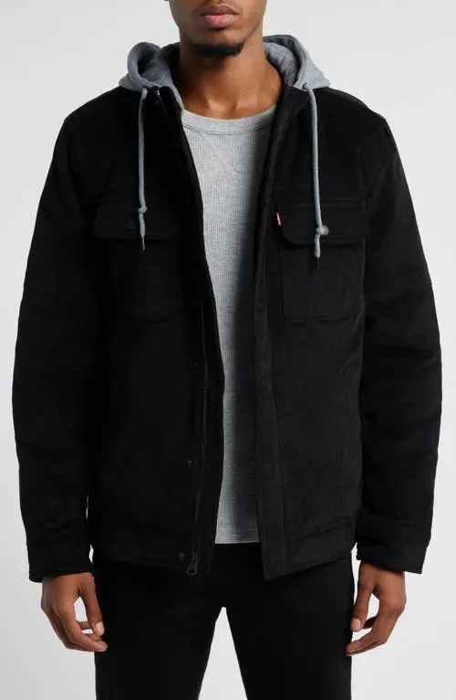 LEVI'S Hooded Corduroy Jacket - Black