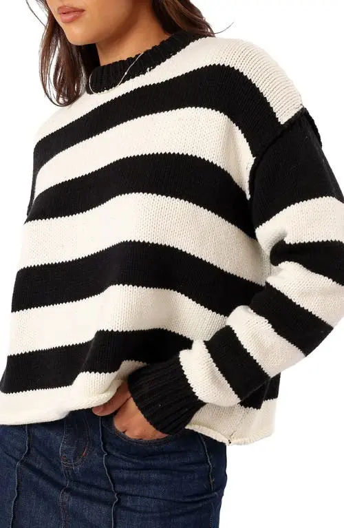 PETAL & PUP Gretchen Stripe Crewneck Sweater - Black