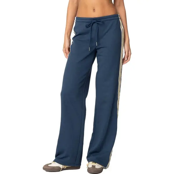 EDIKTED Averie Contrast Stripe Sweatpants - Blue