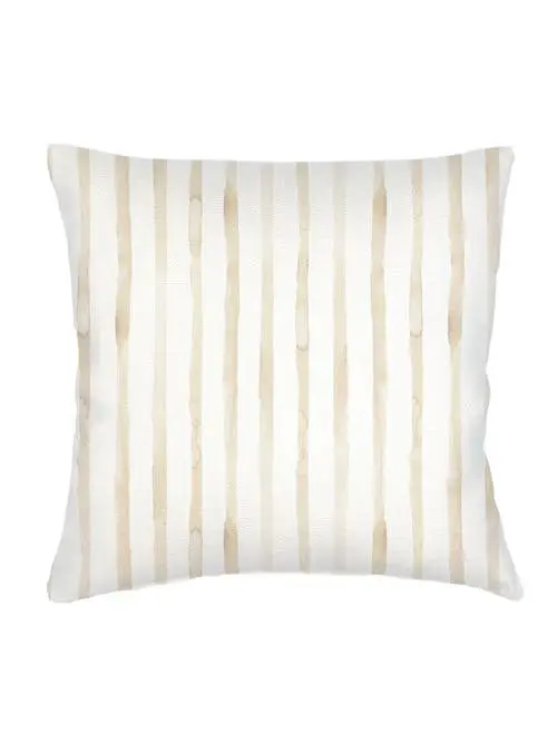 Anaya Riviera Striped Linen Euro Pillow With Down Alternative Insert - Beige