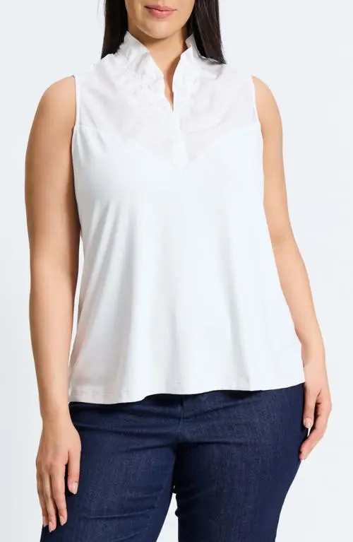 Foxcroft Tammy Ruffle Sleeveless Top - White
