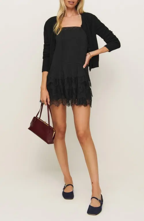 REFORMATION Cleodora Lace Trim Minidress - Black