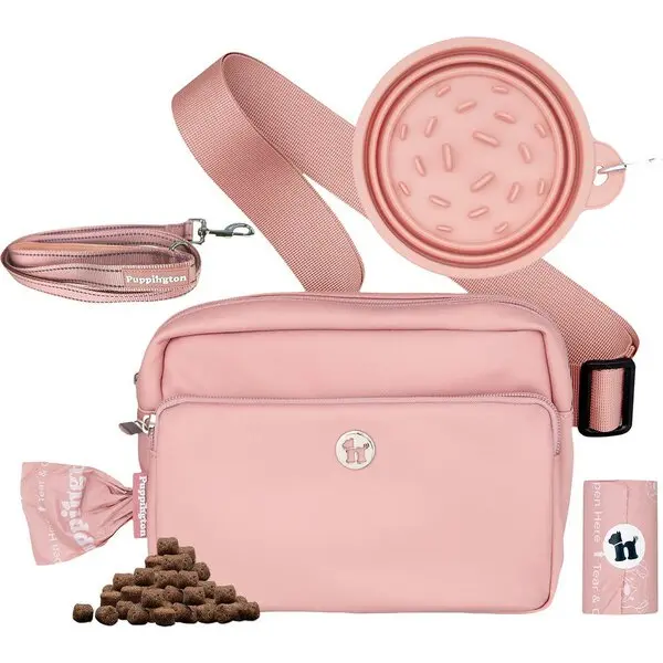 PUPPINGTON 3-in-1 Dog Walking Bag With Accessories - Blush Pink