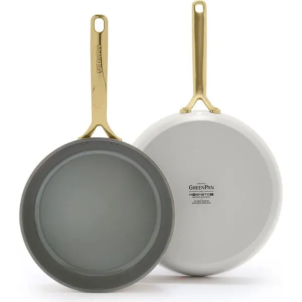 GREENPAN Gp5 Set Of 2 Stainless Steel Nonstick Frying Pans - Cream
