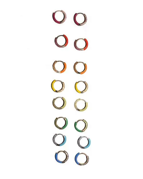 Fry Powers Enamel Sparkle Huggies In 14k Gold - Really Red