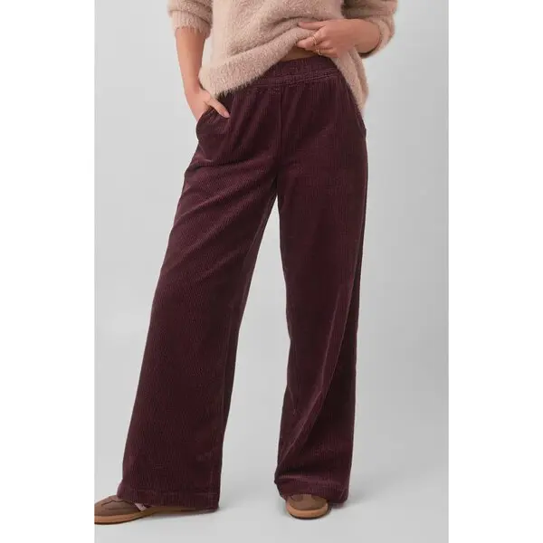 Marine Layer Allison Corduroy Wide Leg Trousers - Windsor Wine