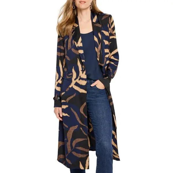 NIC+ZOE Midnight Fern Print Longline Trench Coat