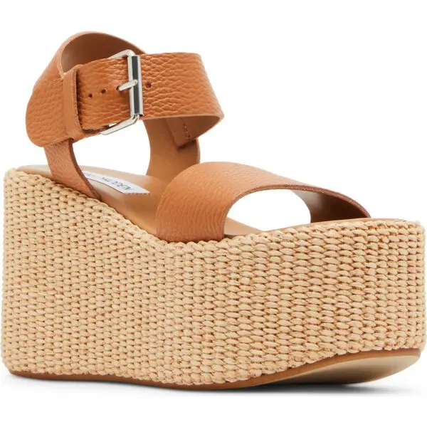 Steve Madden Sunset Platform Wedge Sandal - Tan Leather
