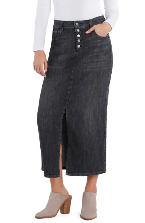 WASH LAB DENIM Front Slit Denim Midi Skirt