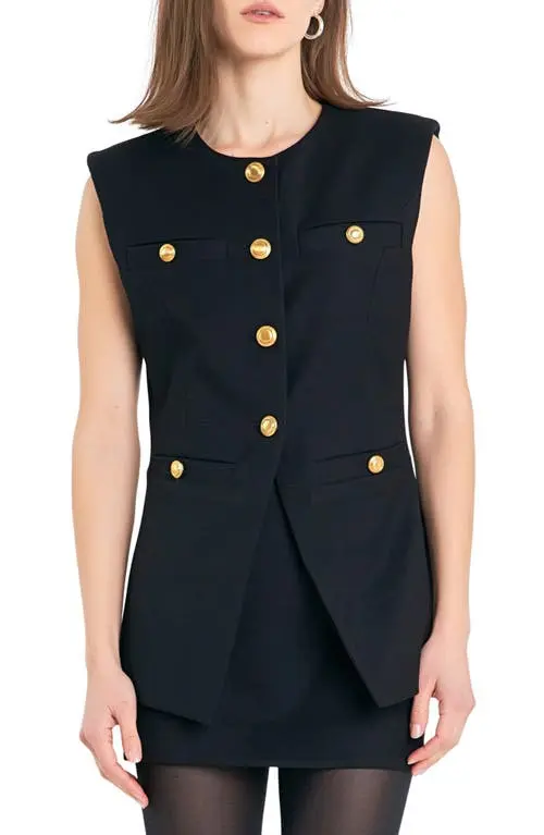 Endless Rose Power Shoulder Vest - Black