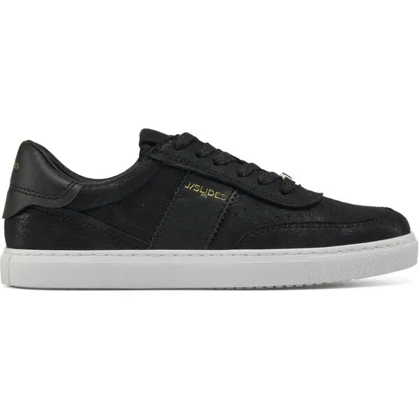 J/SLIDES NYC Tinsley Metallic Leather Sneakers - Metllic Black