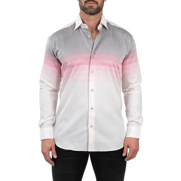 MACEOO Fibonacci Jacqdegrade Contemporary Fit Button-up Shirt - Pink