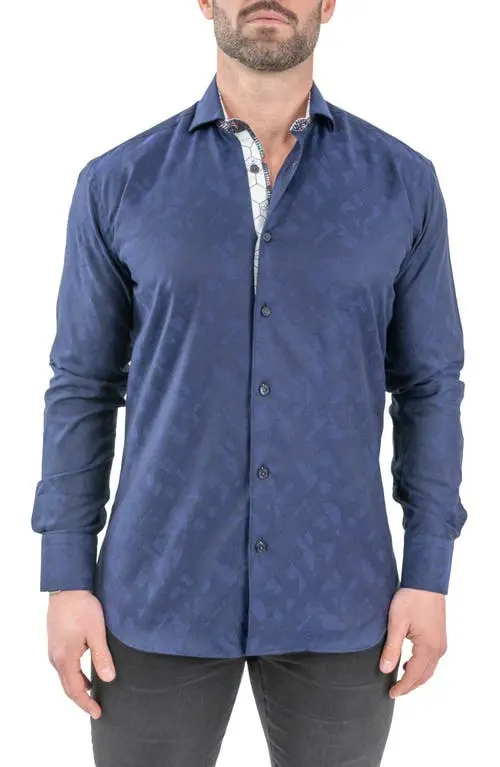 MACEOO Einstein Jacqceepblack Navy Button-up Shirt