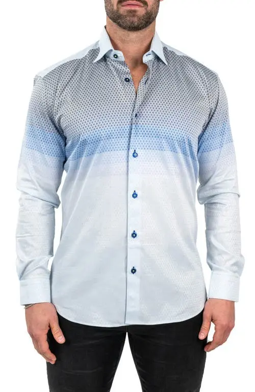 MACEOO Fibonacci Jacqdegrade Contemporary Fit Button-up Shirt - Blue