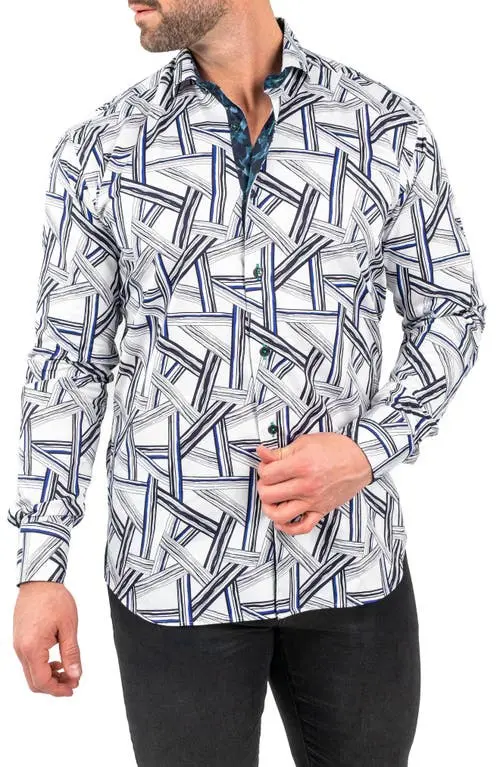MACEOO Einstein Bamboo Print Cotton Button-up Shirt