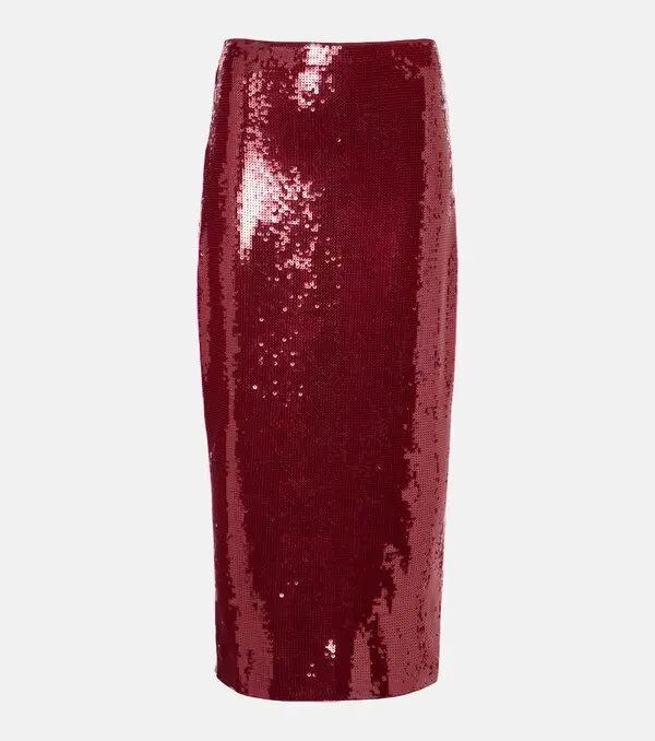 Veronica Beard Koa Sequined Pencil Skirt - Red