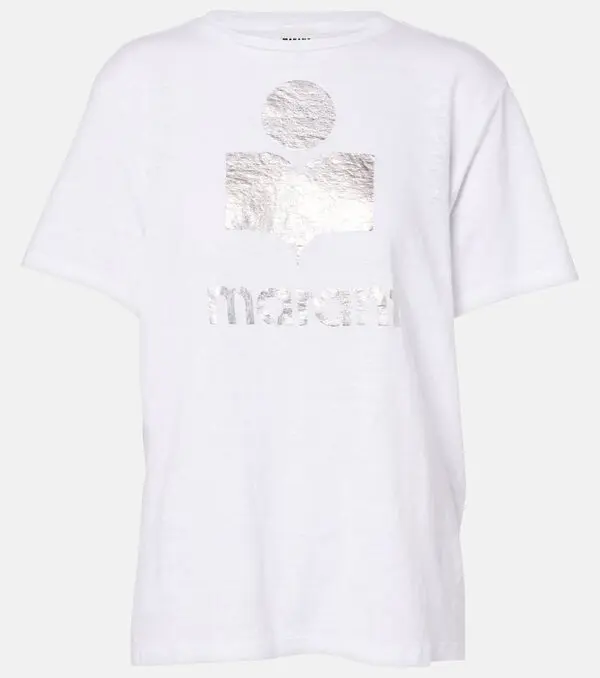 MARANT ETOILE Zewel Printed Linen T-shirt - White