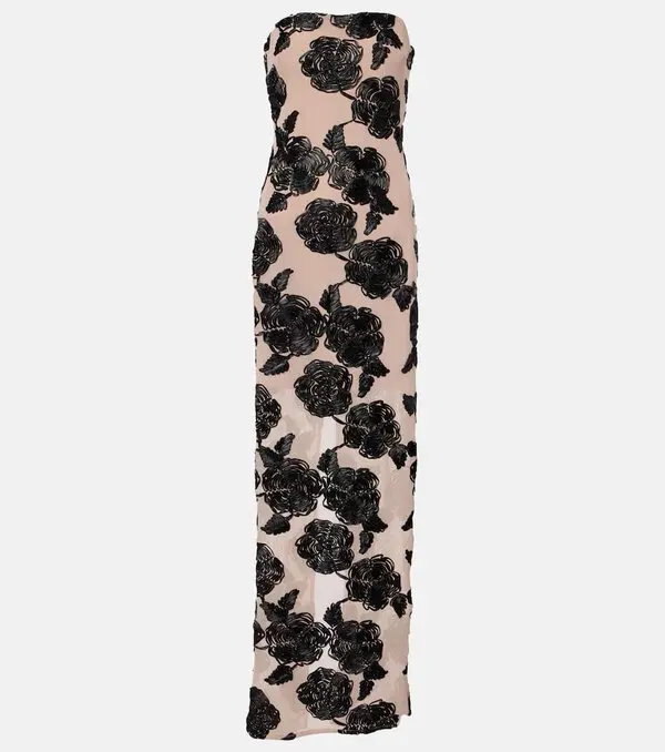 Remain Birger Christensen Floral Mesh-trimmed Gown