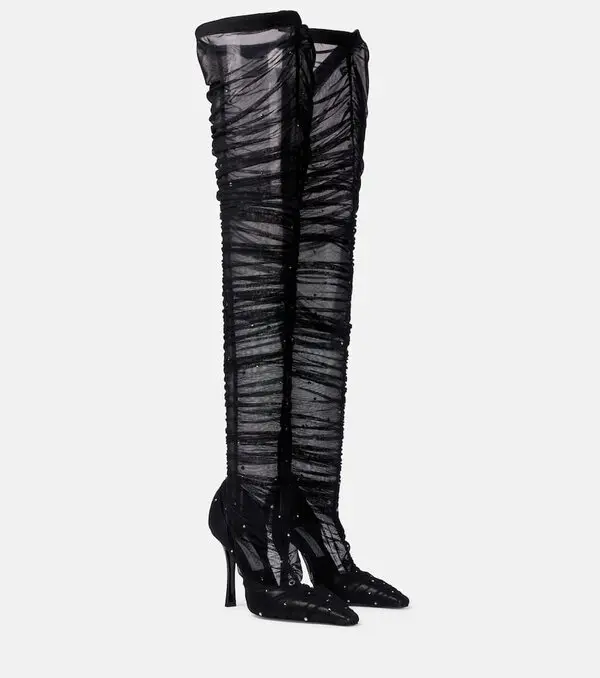 JIMMY CHOO Lotta 100 Embellished Over-the-knee Boots