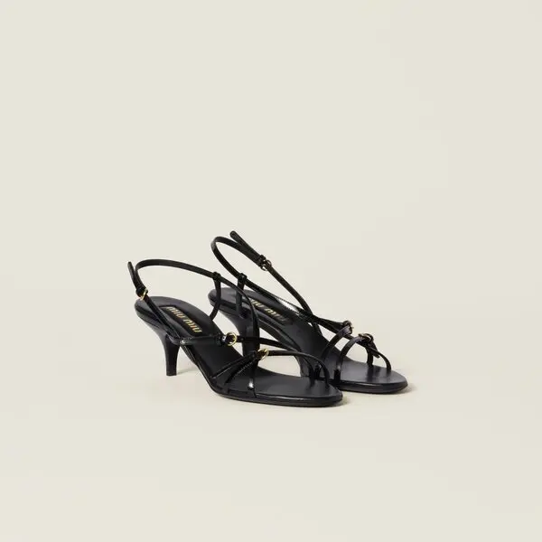 Miu Miu Patent Leather Buckled Sandals - Black