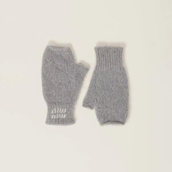 Miu Miu Wool And Mohair Knitted Fingerless Gloves - Grey