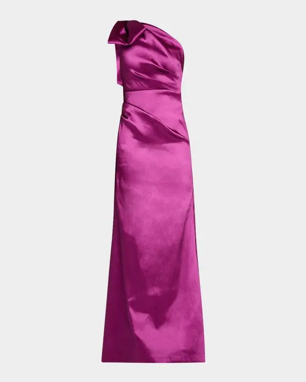 Rickie Freeman For Teri Jon One-shoulder Column Gown - Fuchsia