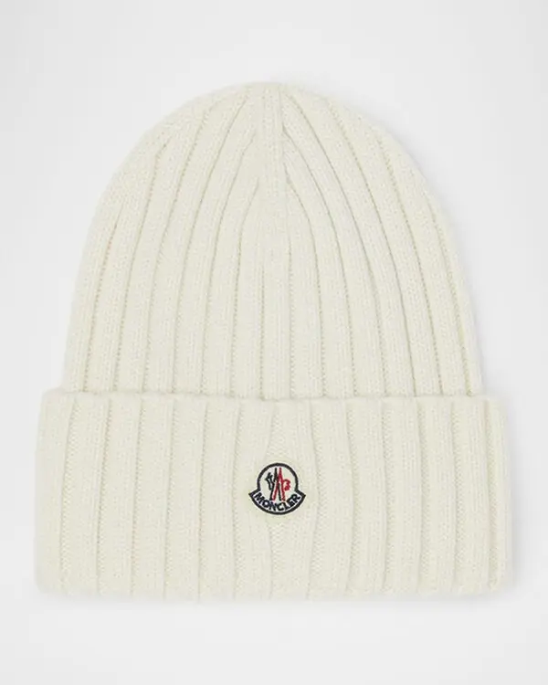 Moncler Ribbed Wool Beanie - White
