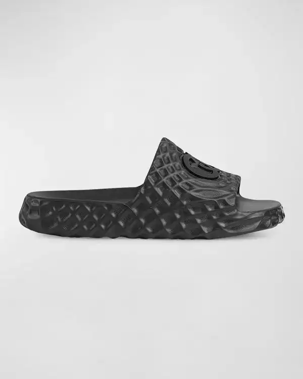 Gucci Water Ripple Textured Rubber Pool Slides Nerovrv