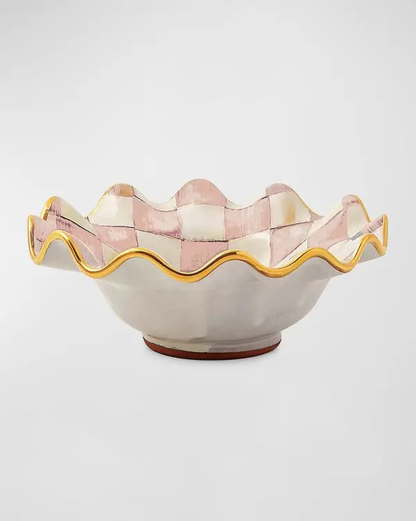MACKENZIE-CHILDS Rosy Check Ceramic Fluted Breakfast Bowl - One-color