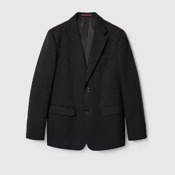 Gucci Gg Cotton Blend Canvas Jacket - Black