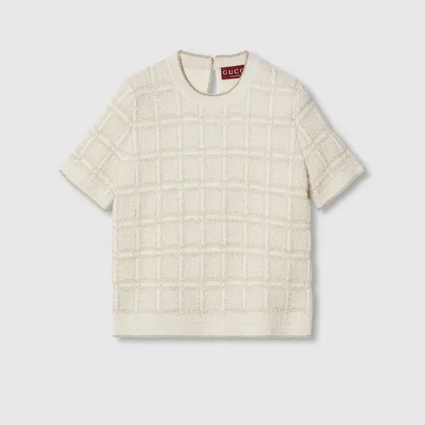 Gucci Wool And Lamé Check Jacquard Top