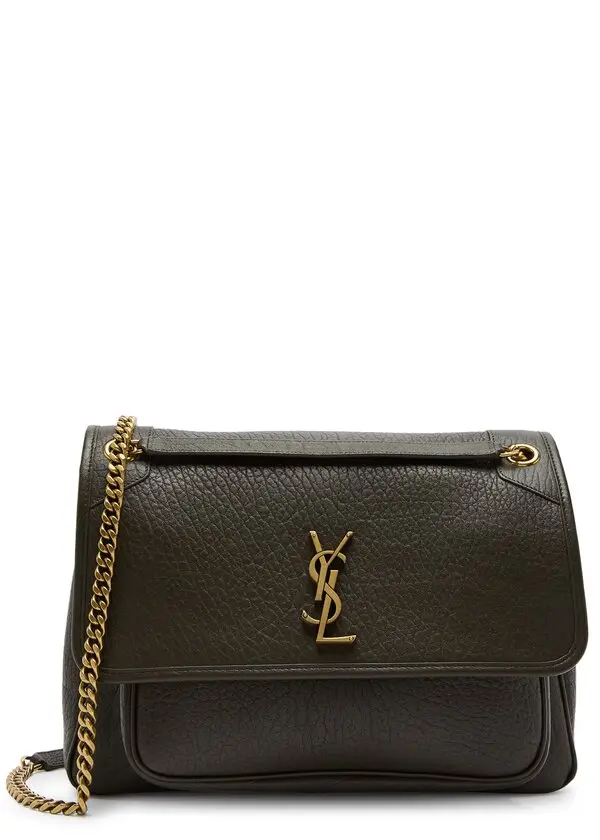 Saint Laurent Niki Large Leather Shoulder Bag - Khaki