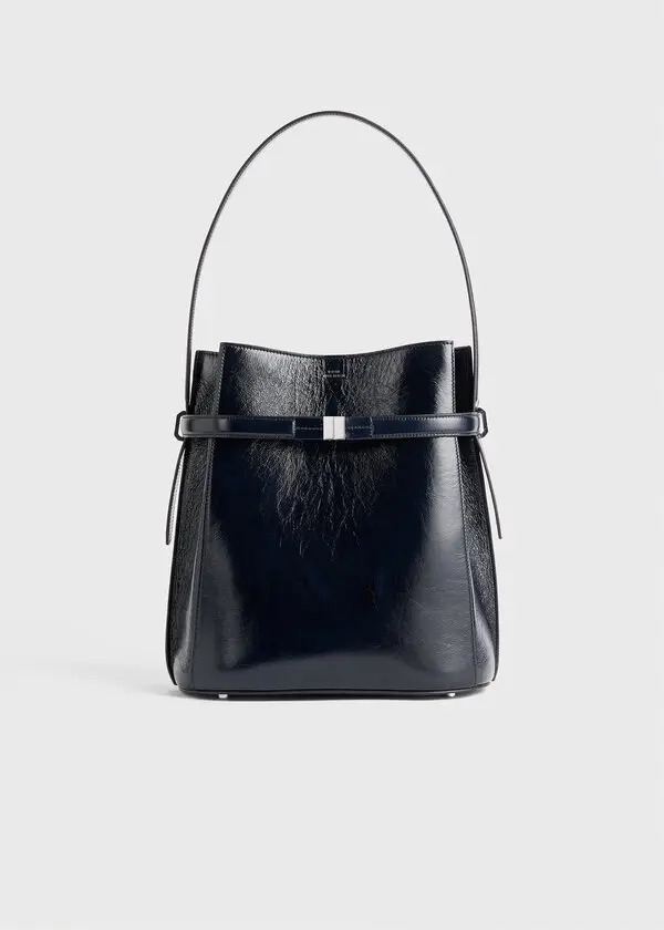 TOTÊME Belted Naplack Bucket Bag - Navy