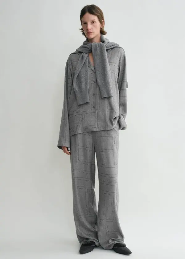 TOTÊME Monogram Flannel Pj Top - Smoke Melange