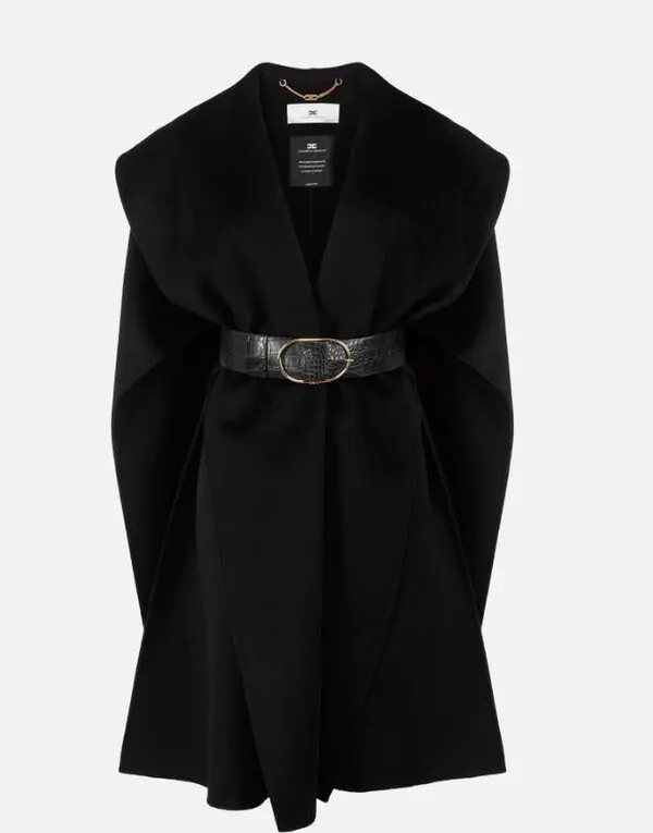 Elisabetta Franchi Oversized Cape - Black