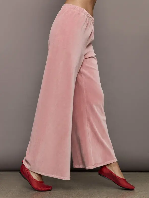 Carbon38 Wide Leg Velour Pant - Blush